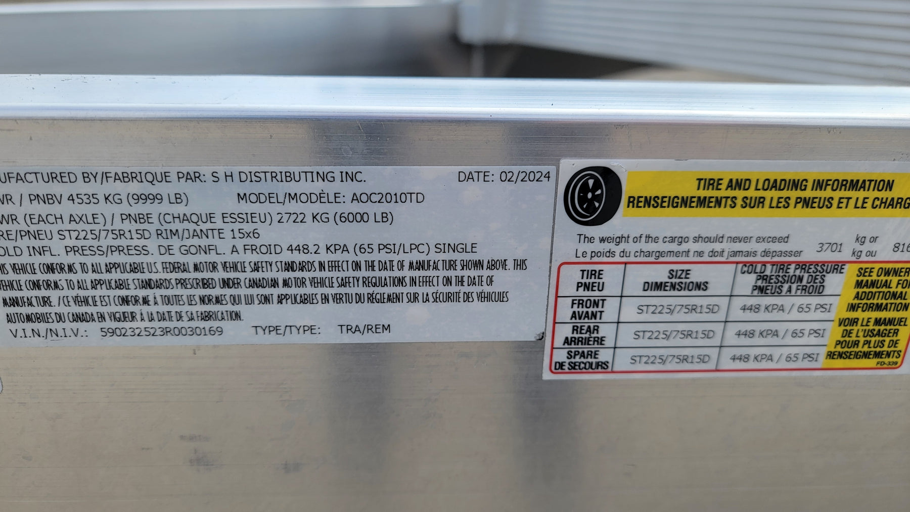 Trailer VIN Sticker Replacement